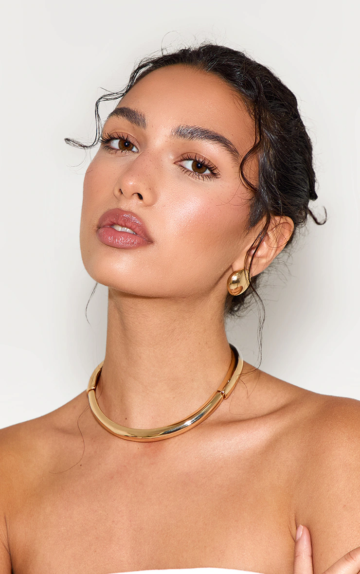 Gold Smooth Twisted Metal Statement Necklace - Women's Fashion Clothing ...
